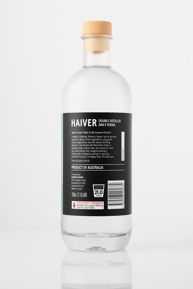 HAIVER SPIRITS DOUBLE DISTILLED VODKA 700ML 37.5% – Haiver Spirits